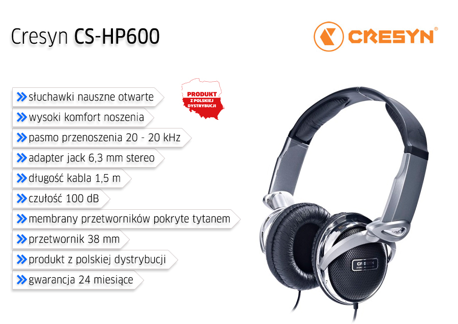 Cresyn CS-HP600 black - Słuchawki przewodowe - Sklep internetowy - al.to