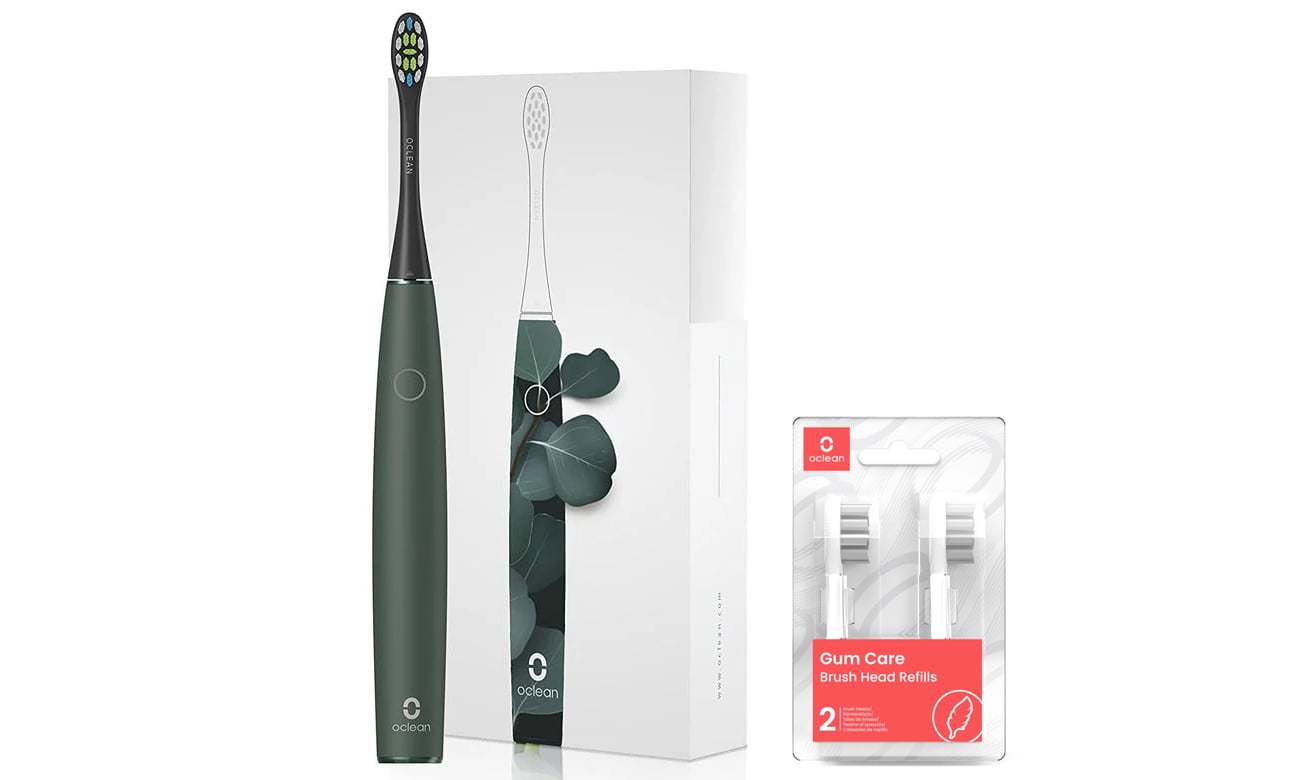 Oclean Air 2 zielony + 2 końcówki ochrona dziąseł P1S12 W02 - Szczoteczki soniczne - Sklep ...