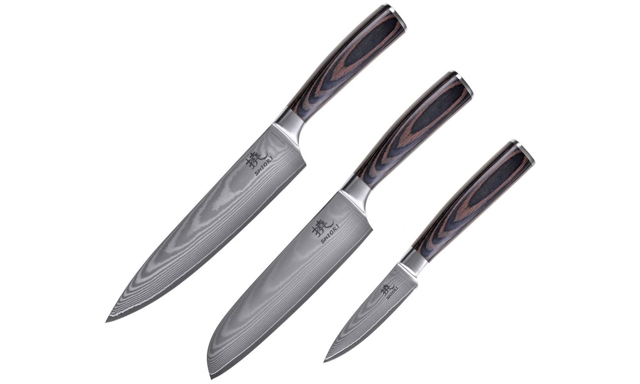 Shiori Chairo Shōto + Shiori Chairo Santoku + Shiori Chairo Sifu - Noże ...