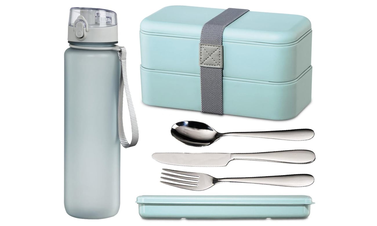 Xavax Zestaw TO GO: lunchbox poziomowy, bidon, sztućce - Termosy i ...