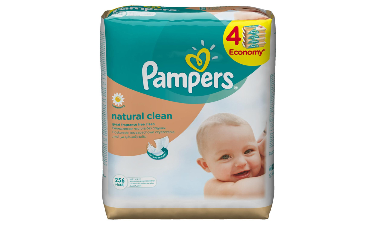 Pampers Natural Clean Quattro 4x64 szt. - Sklep internetowy - al.to