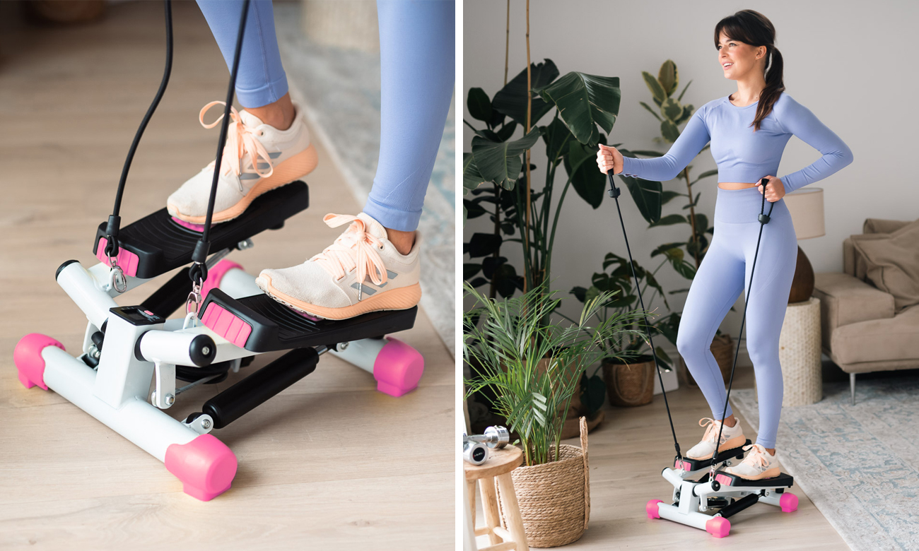 HMS Stepper skośny z linkami S3033 różowy - Stepy i steppery do ćwiczeń - Sklep internetowy - al.to
