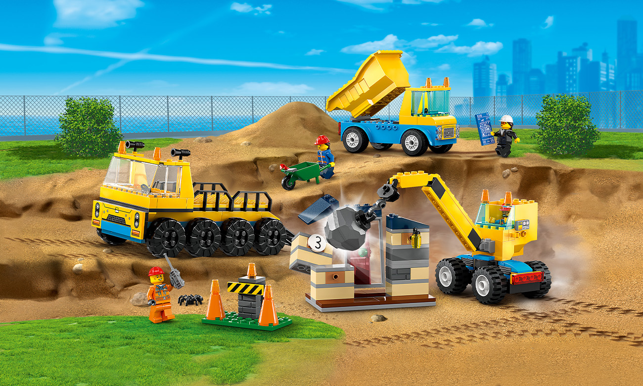 LEGO City 60391 Ciężarówki i dźwig z kulą wyburzeniową - Klocki LEGO ...