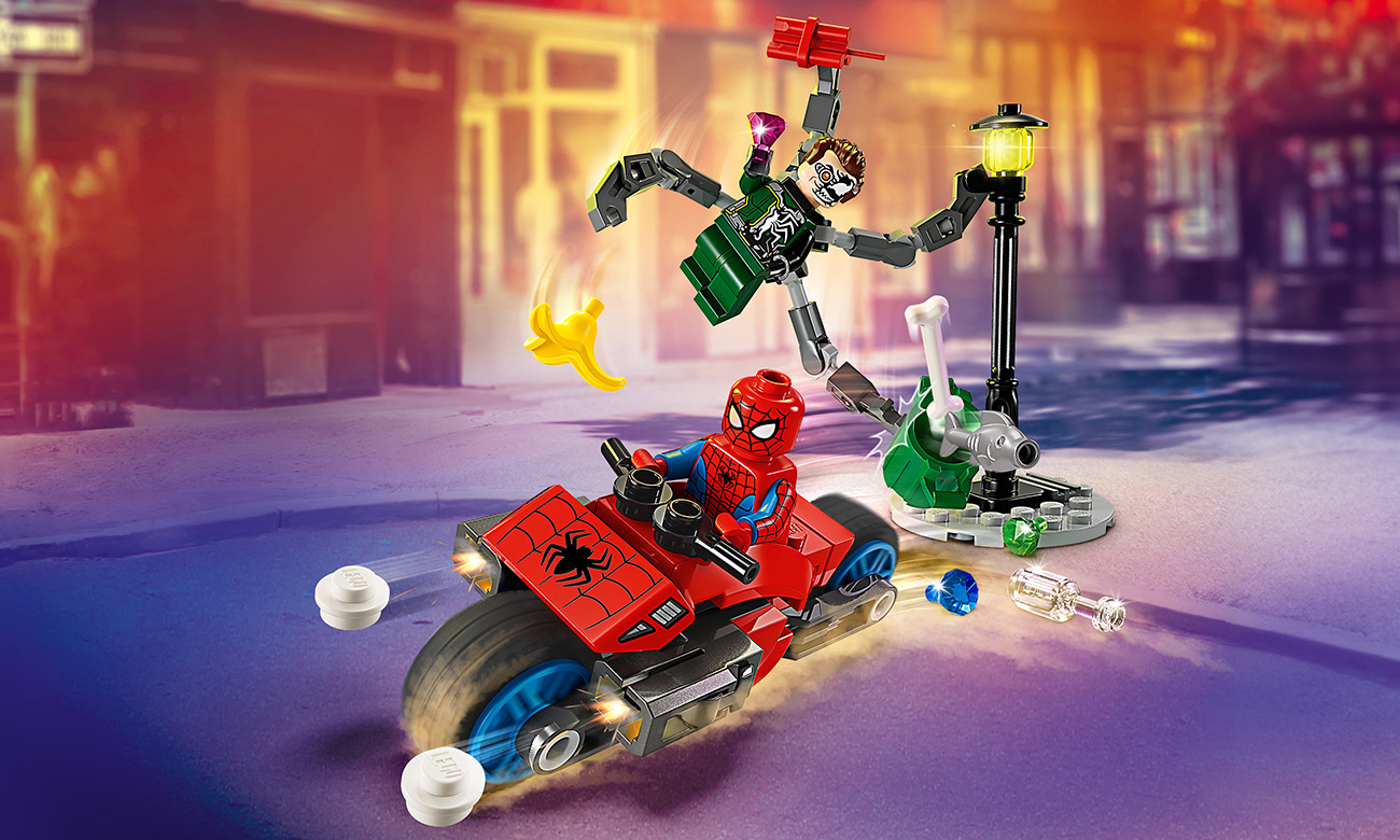 LEGO Marvel 76275 Pościg na motocyklu: Spider-Man vs Doc Ock - Klocki ...