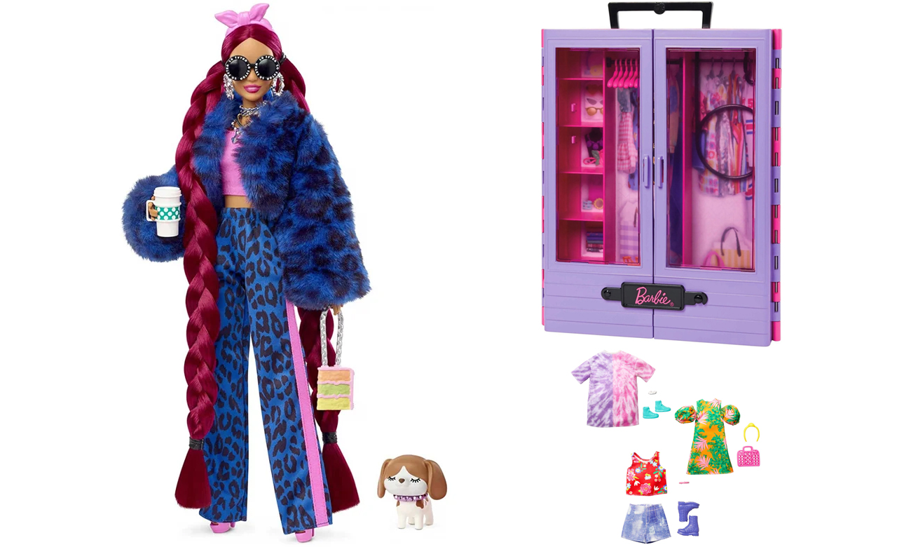 Barbie Zestaw prezentowy Szafa Barbie + Lalka Barbie extra + zestaw ...